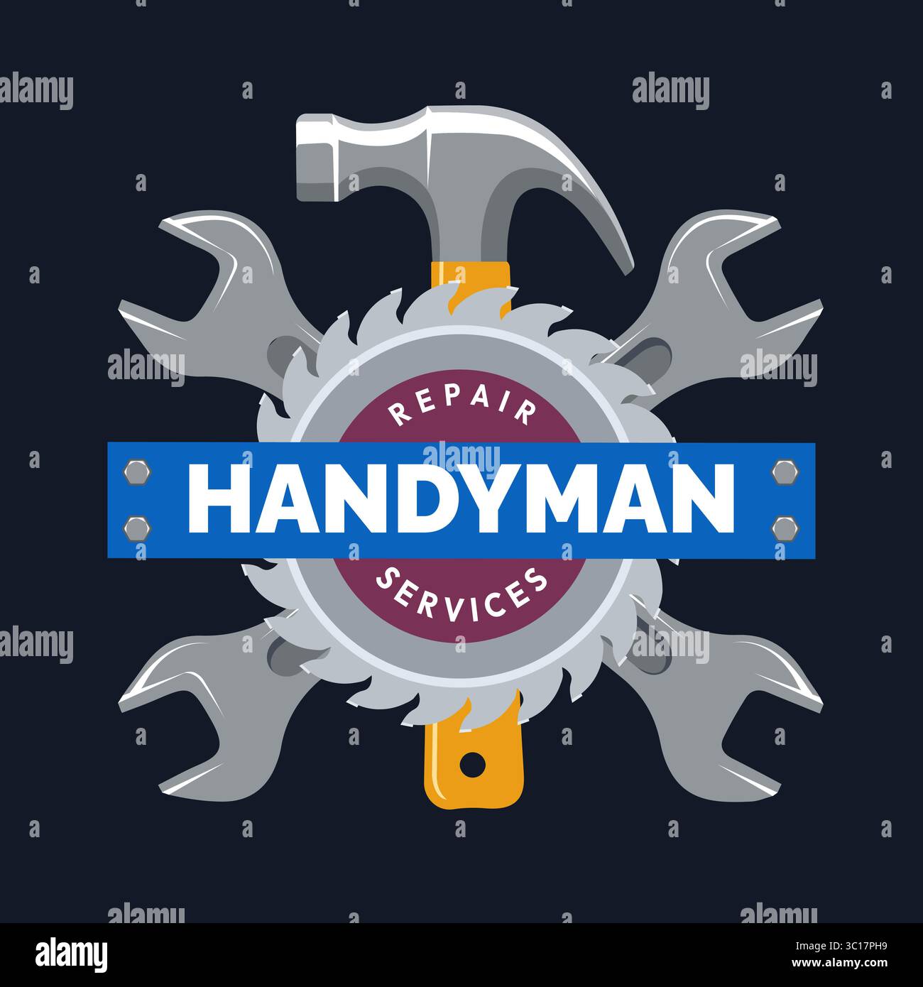 Handyman service emblem hi-res stock photography and images - Alamy