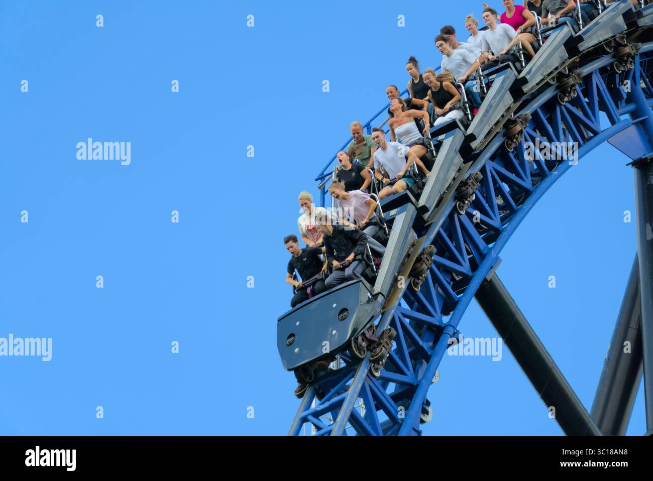 Screaming, shouting and laughing on the Goliath coaster ride at Walibi ...