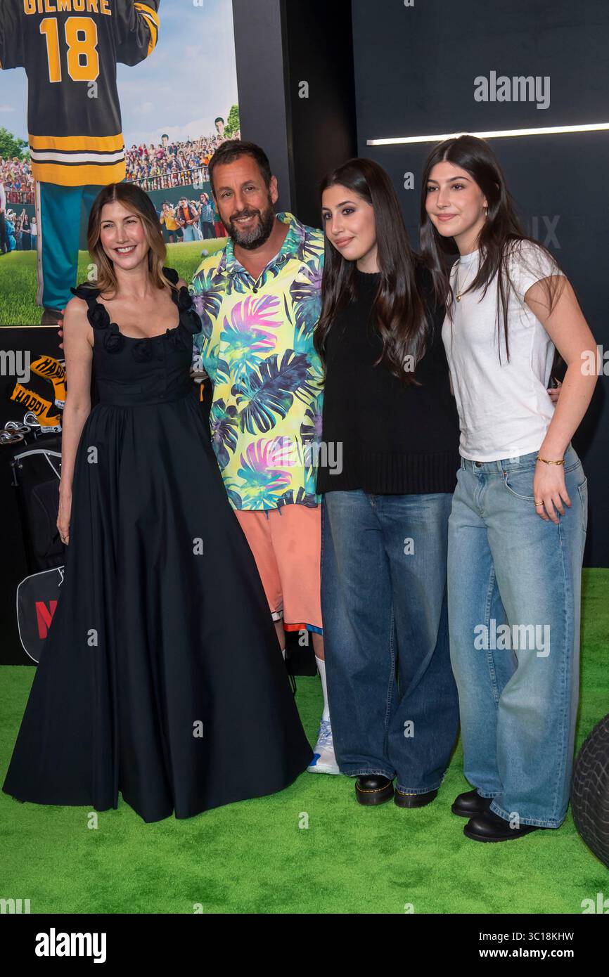 (L-R) Adam Sandler, Jackie Sandler, Sadie Sandler and Sunny Sandler attend Netflix's "Happy ...