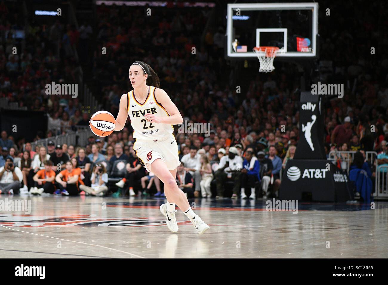 BOSTON, MA - JULY 15: Indiana Fever guard Caitlin Clark (22) dribbles ...