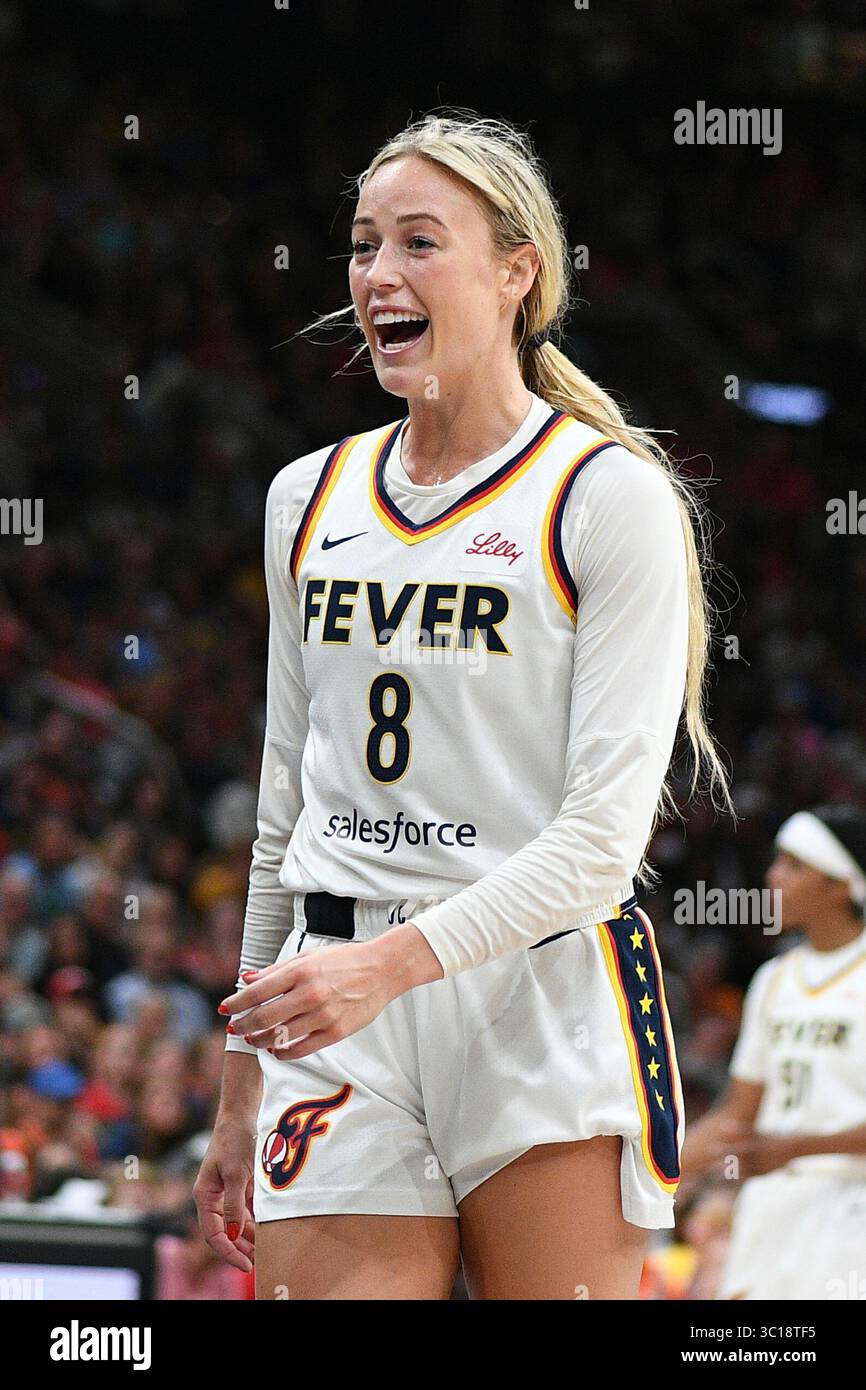 BOSTON, MA - JULY 15: Indiana Fever guard Sophie Cunningham (8) reacts ...