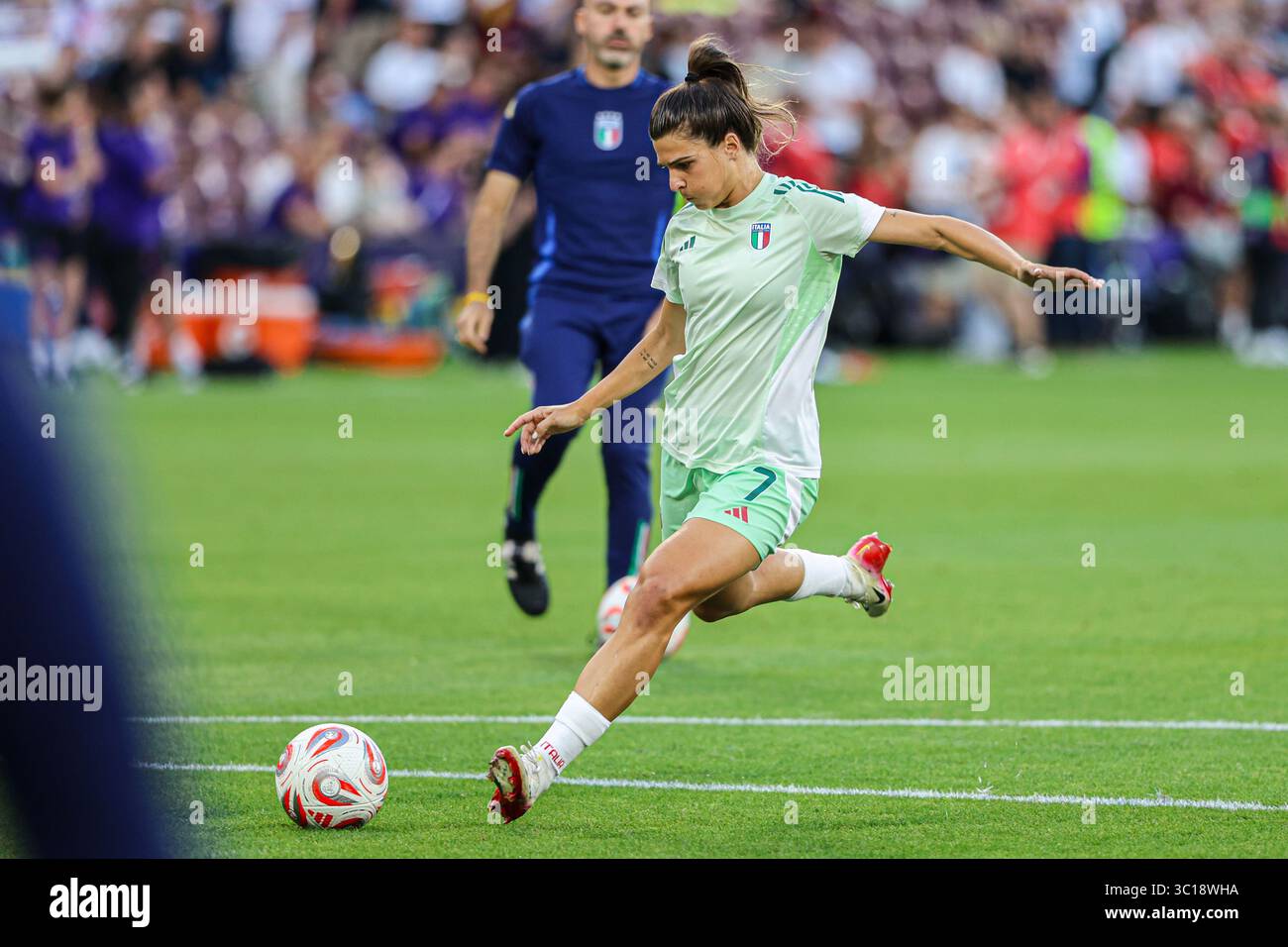 GENEVA, SWITZERLAND - JULY 22: Sofia Cantore of Italy shoots during the UEFA Women's EURO 2025 ...