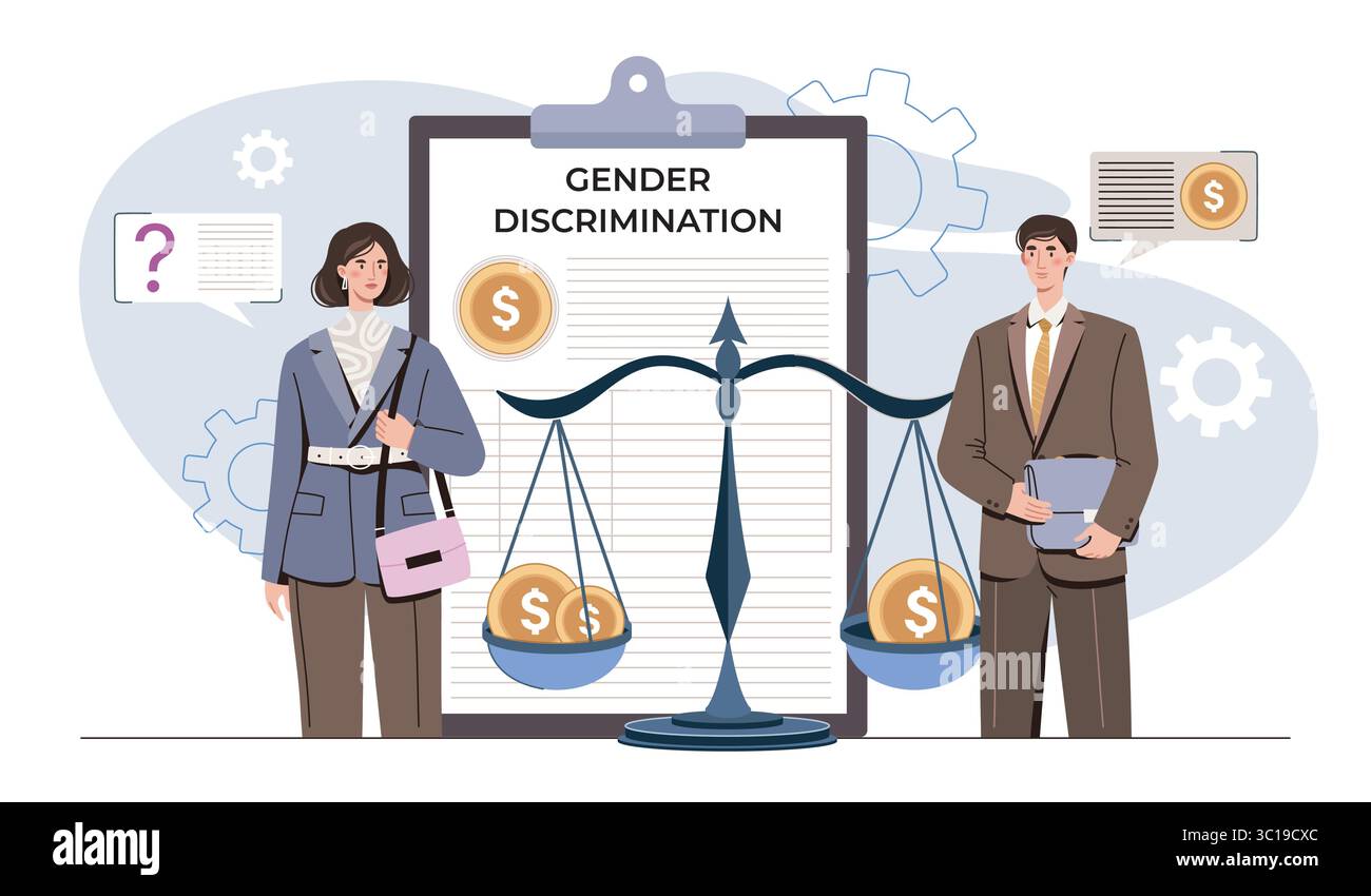 Gender discrimination in workplace concept. Vector illustration Stock ...