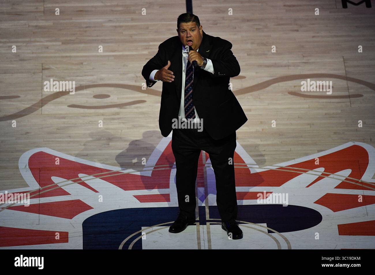 BOSTON, MA - JULY 15: Todd Angilly sings the national anthem before a ...