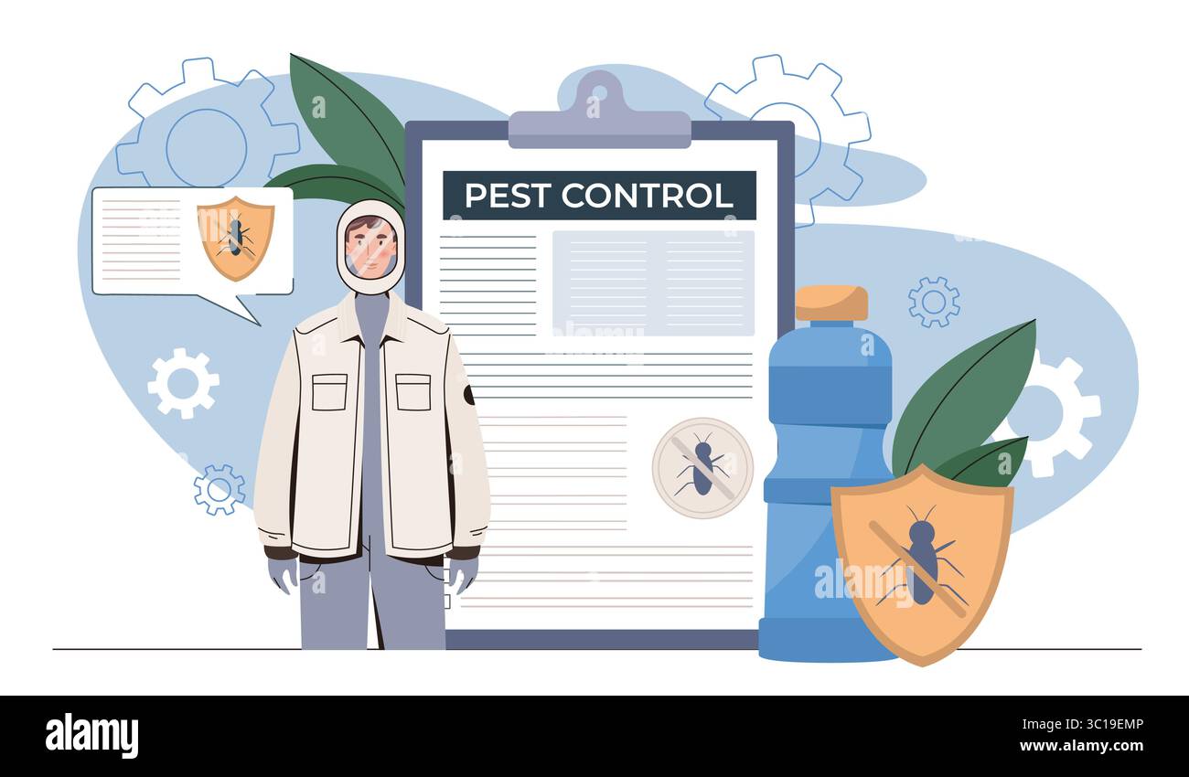 Pest control service concept scene. Vector illustration Stock Vector ...