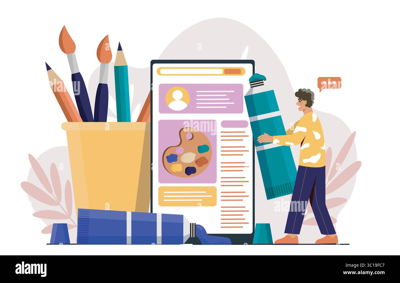 Digital art learning concept design. Vector illustration Stock Vector ...