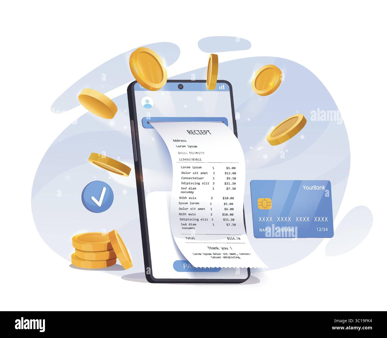 Digital receipt and payment concept. Vector illustration Stock Vector ...