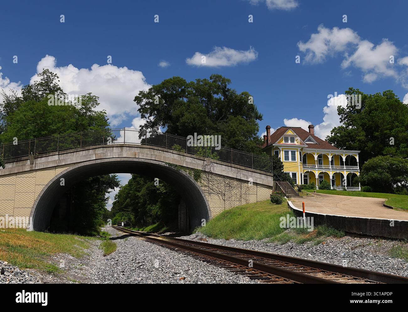 The bridge and railroad tracks in downtown Edwards, Mississippi Stock ...