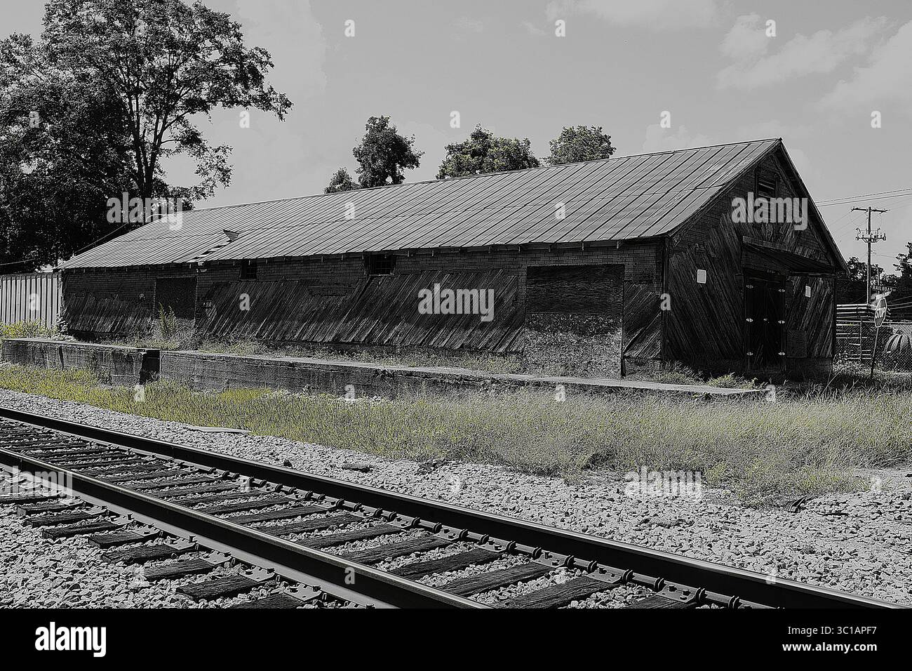 Abandoned railroad warehouse Stock Photo - Alamy