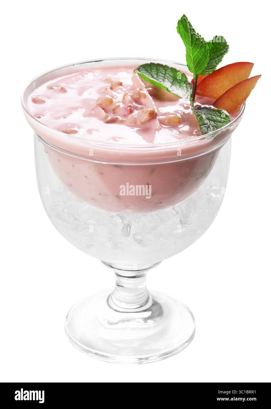 Fruit sundae with fresh peach isolated on white background Stock Photo ...