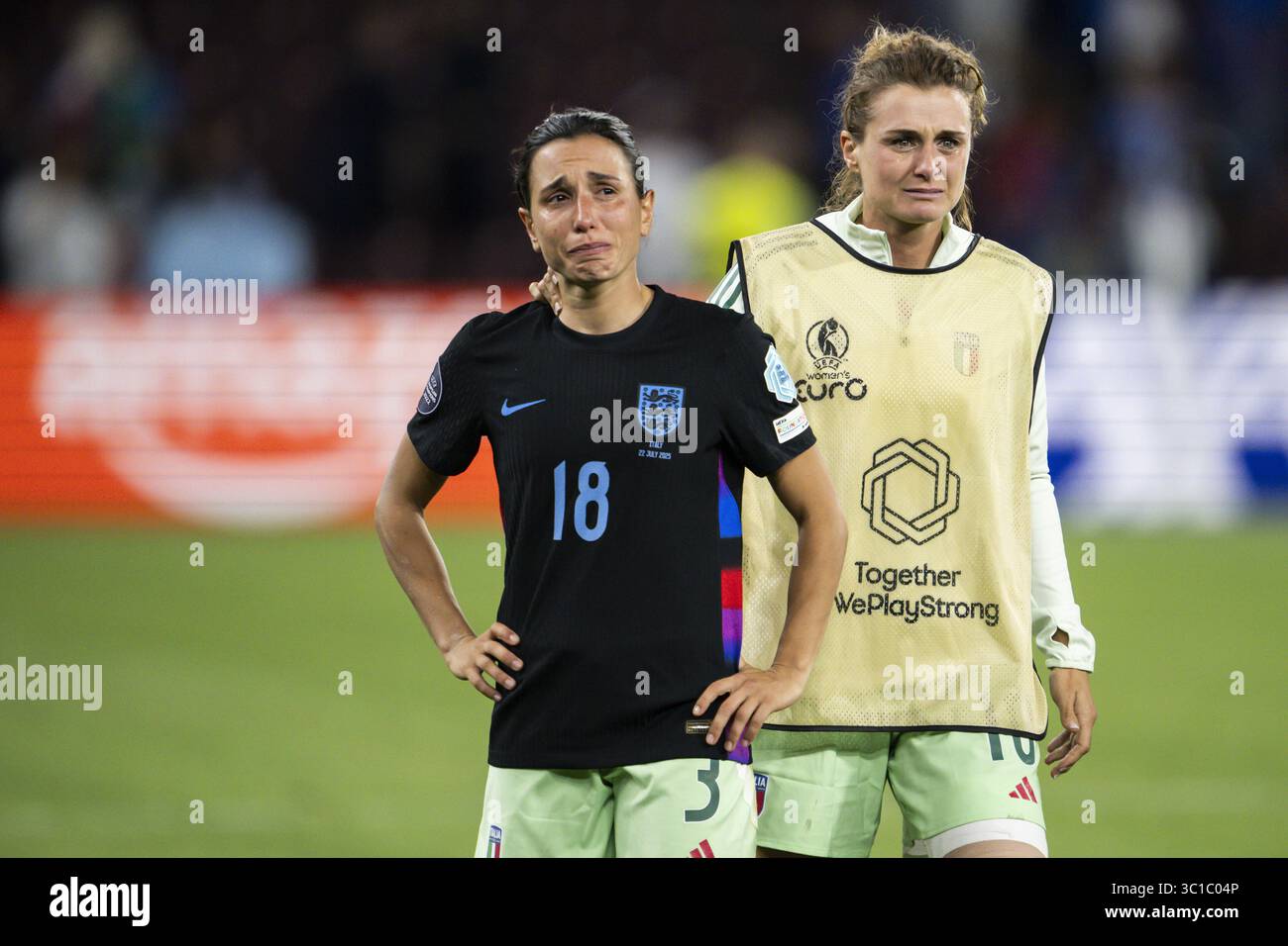 Italy's Arianna Caruso, left, and Cristiana Girelli, right, react after ...