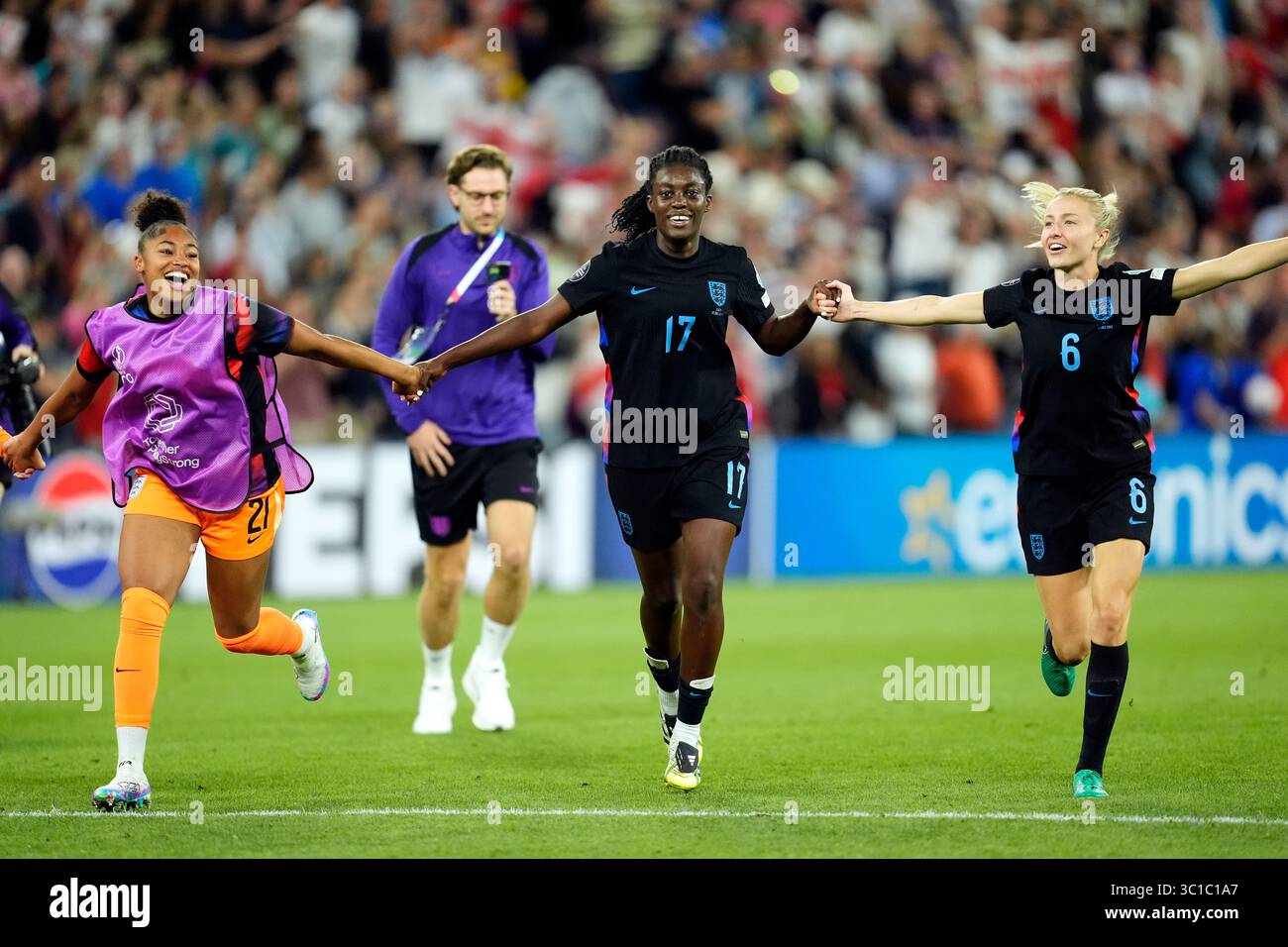 England goalkeeper Khiara Keating (left), Michelle Agyemang and Leah ...