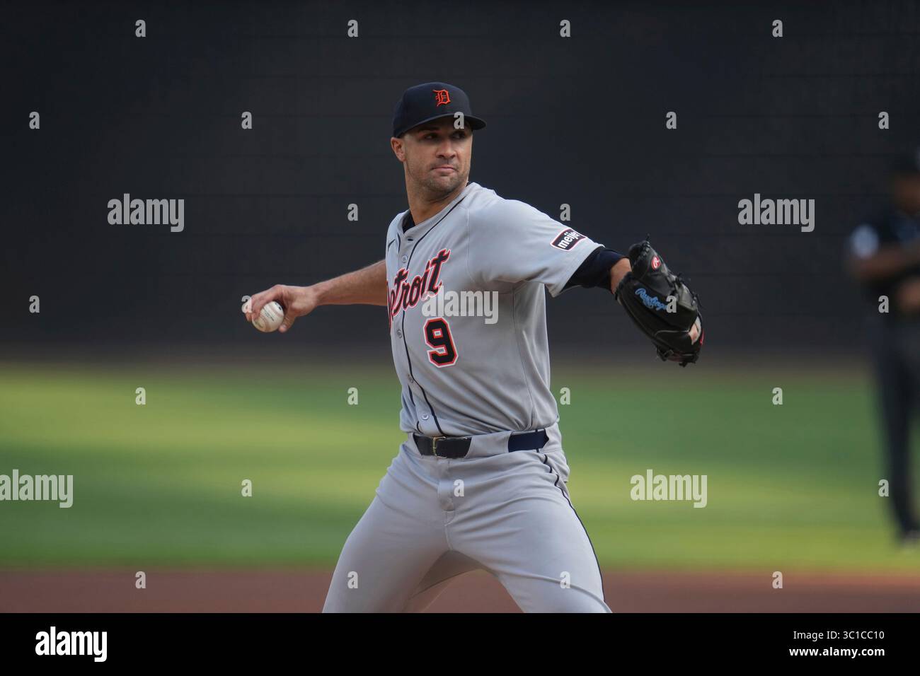 Detroit Tigers pitcher Jack Flaherty delivers during the first inning ...
