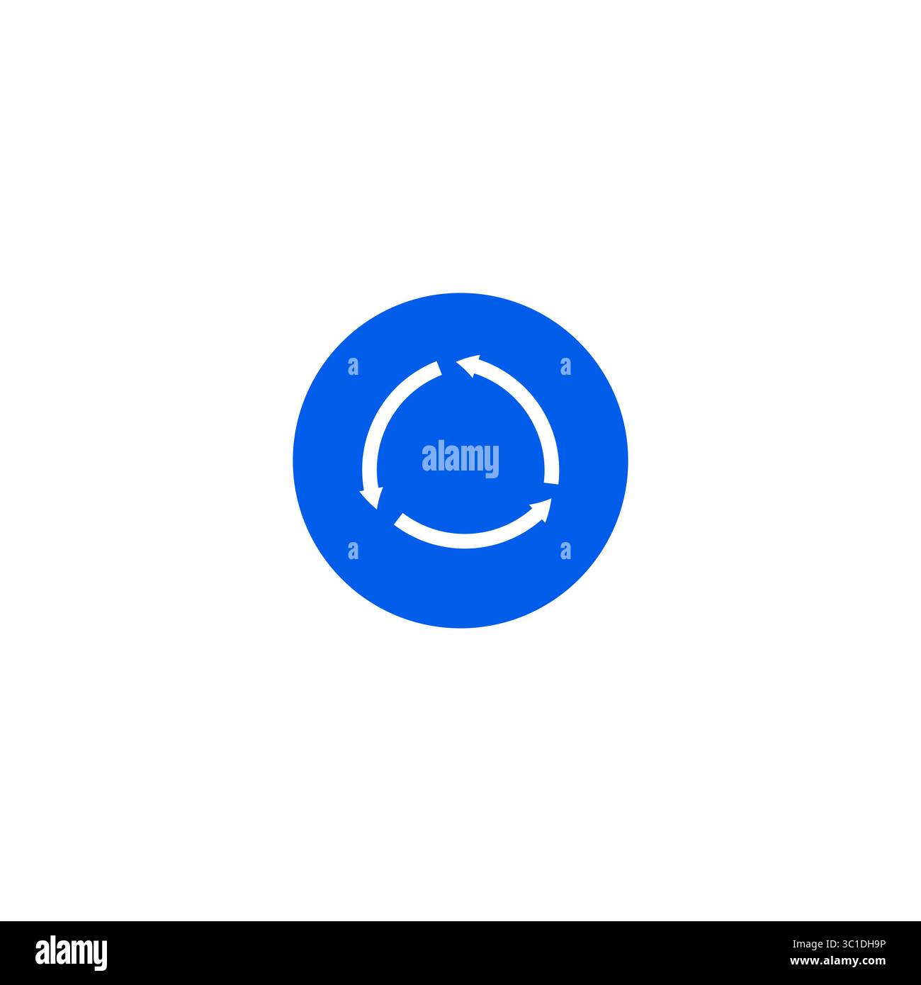 Recycle arrows icon. Blue circle shape. Circular motion symbol. Vector ...
