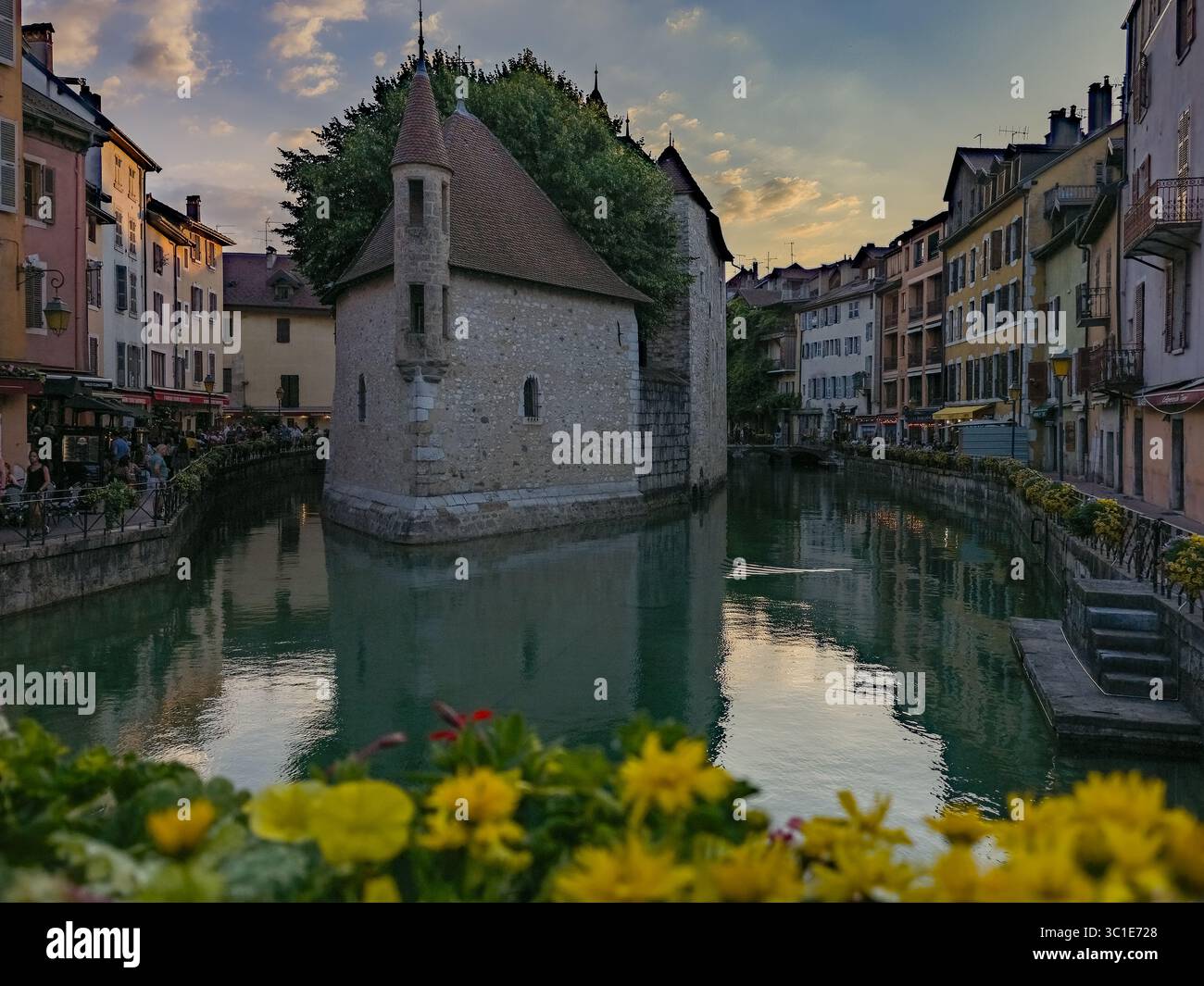 Island palace, former prison, castle in Annecy medieval downtown in ...