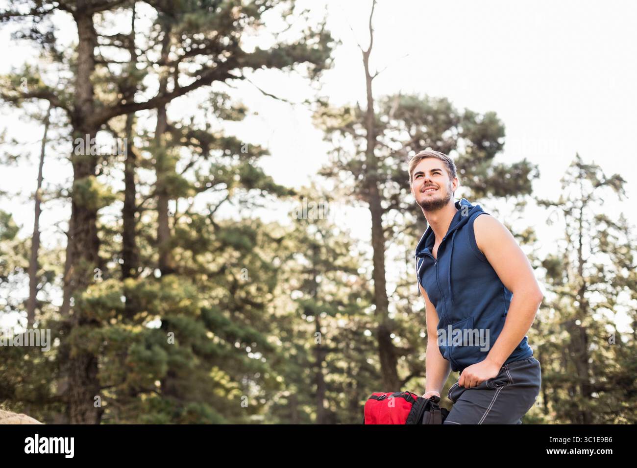 Man kneeling in pine forest hi-res stock photography and images - Alamy