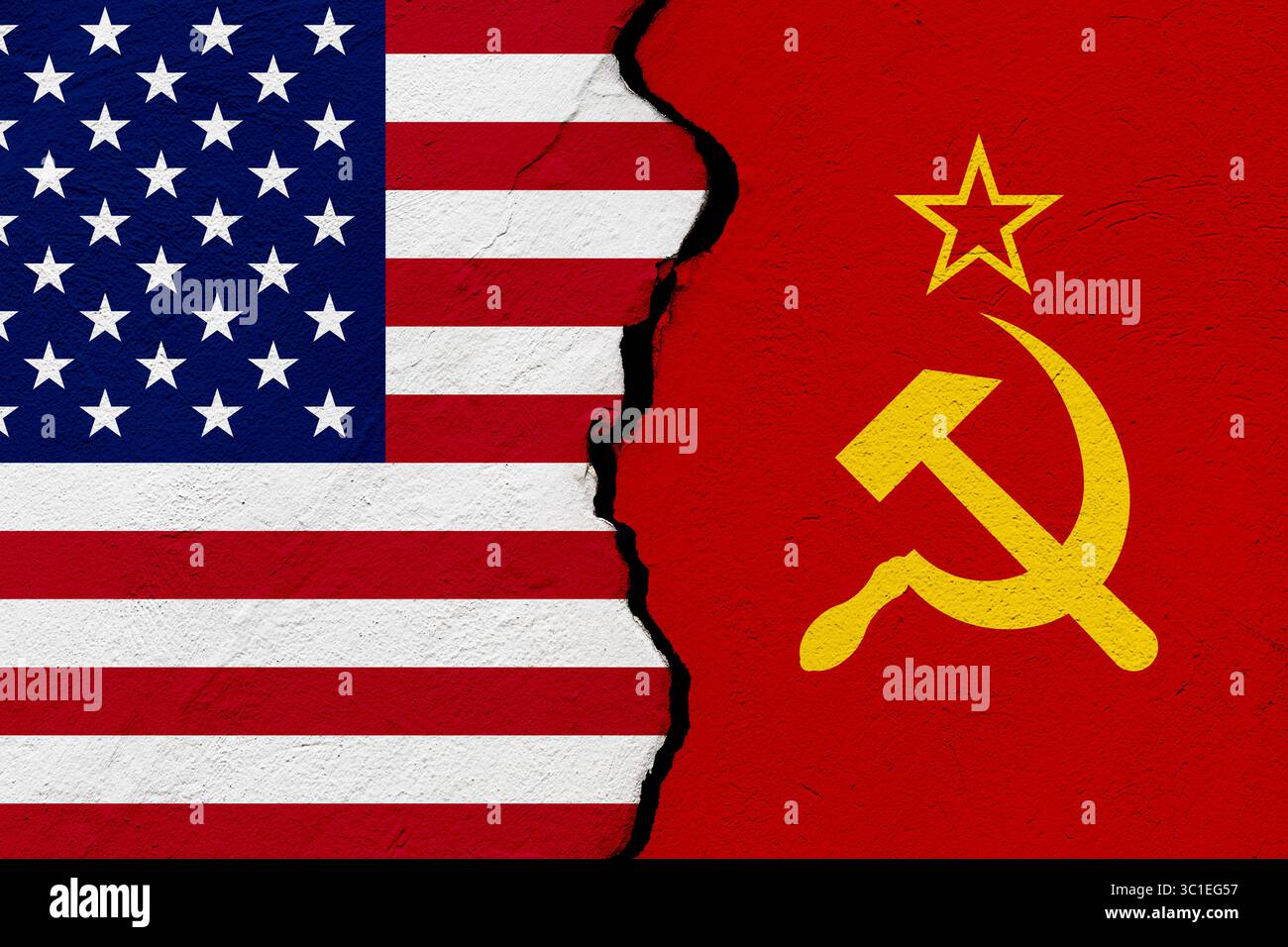 The flags of the United States of America and Union of Soviet Socialist ...