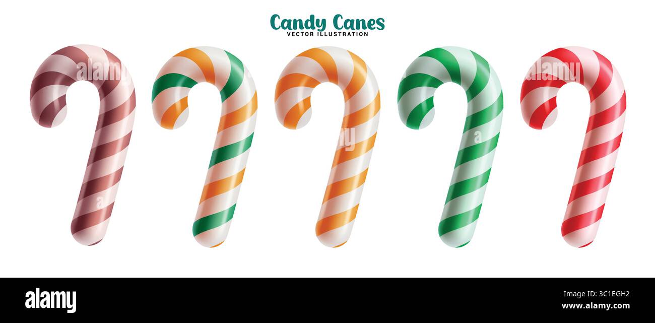 Candy canes 3d clipart set. Candy cane colorful clip art collection ...