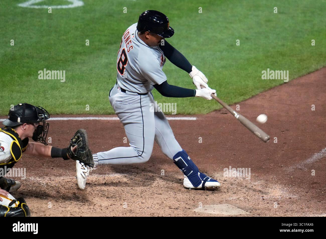 Detroit Tigers' Jahmai Jones hits a two-run home run off Pittsburgh ...