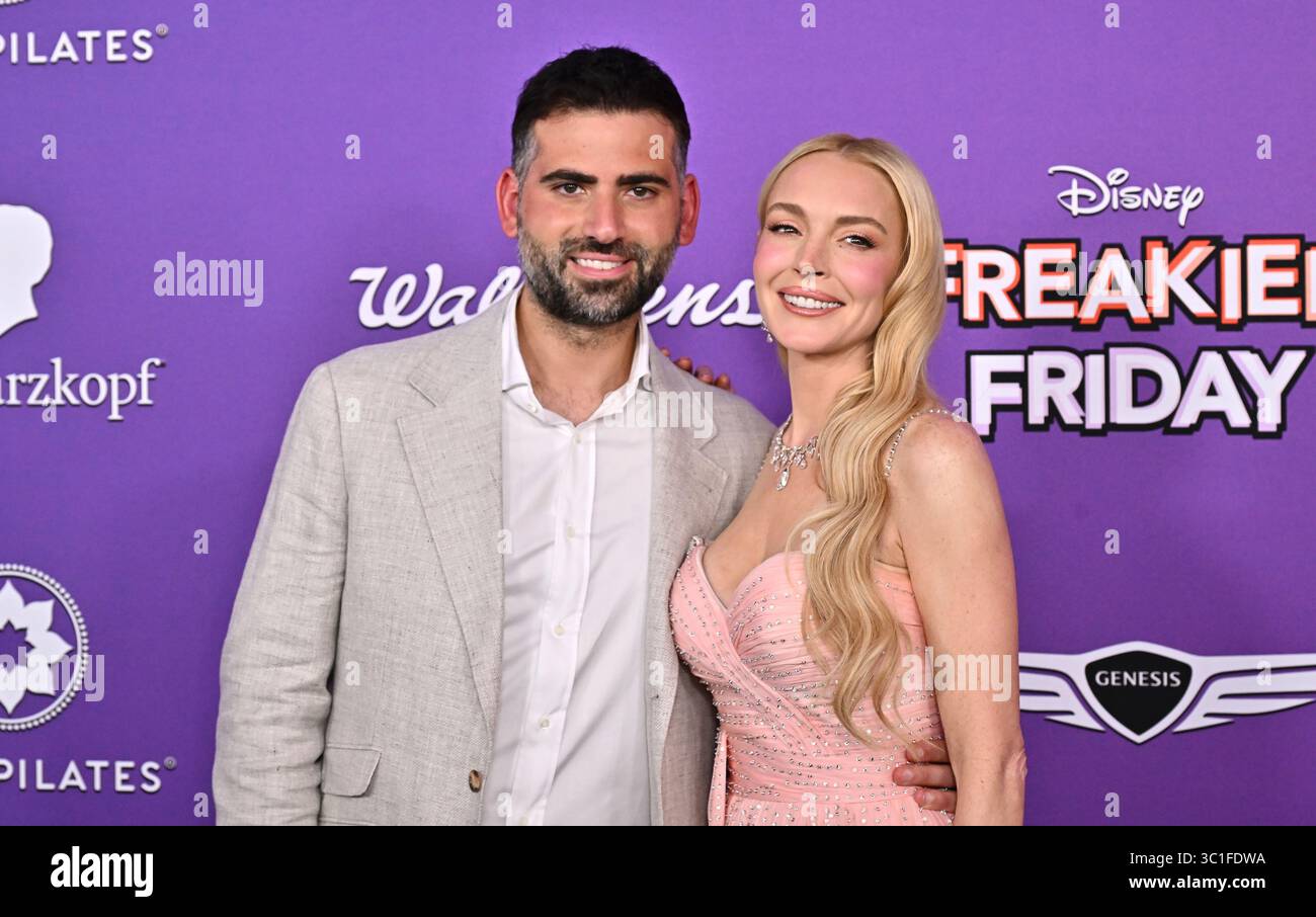 Hollywood, USA. 22nd July, 2025. Bader Shammas and Lindsay Lohan ...