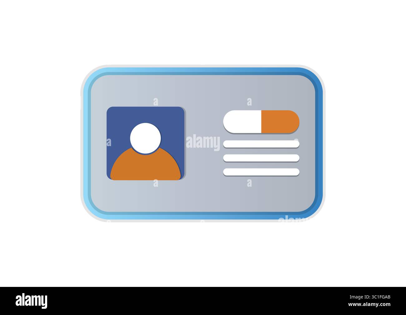 Gray ID Card Icon with Profile and Info Bar – Modern Identity Badge ...