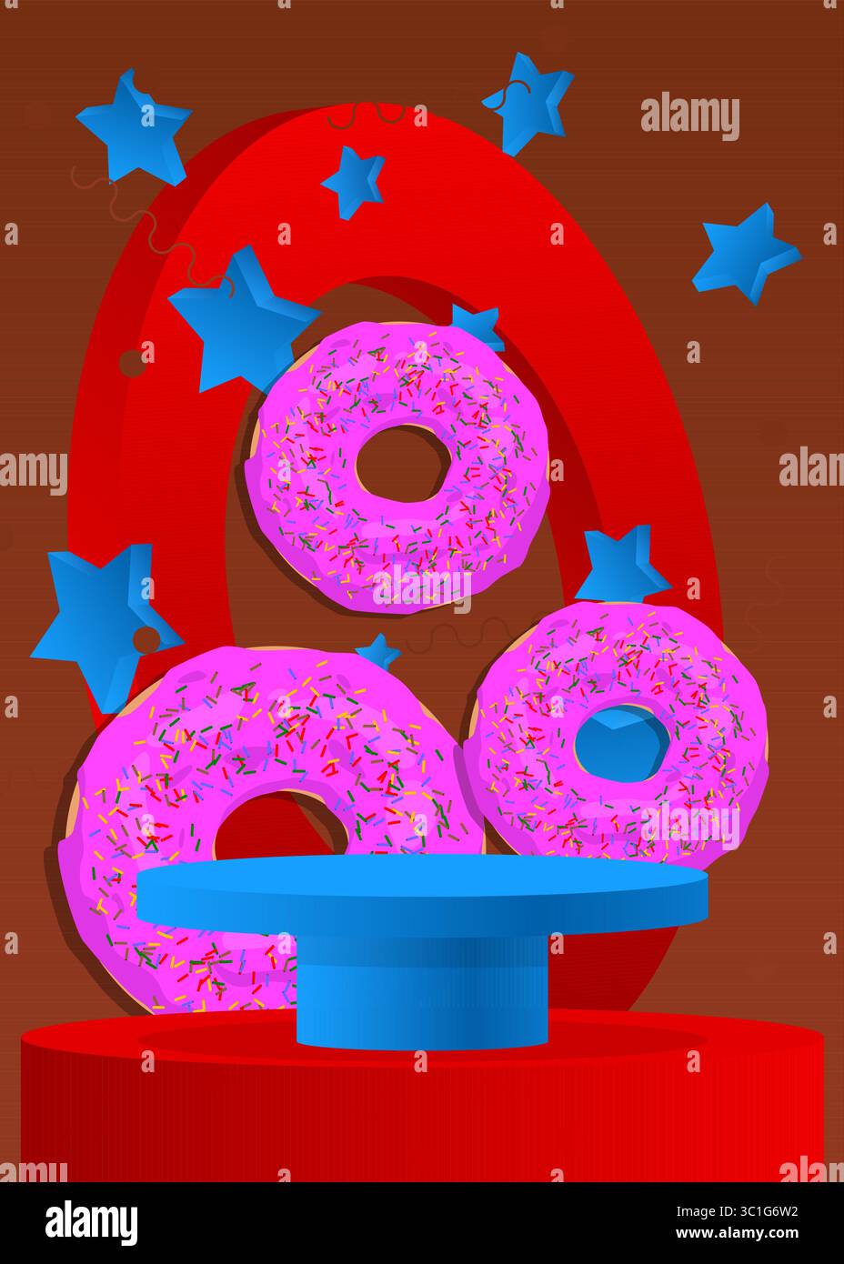 Mockup product display with Doughnut. Vector cylinder pedestal podium ...