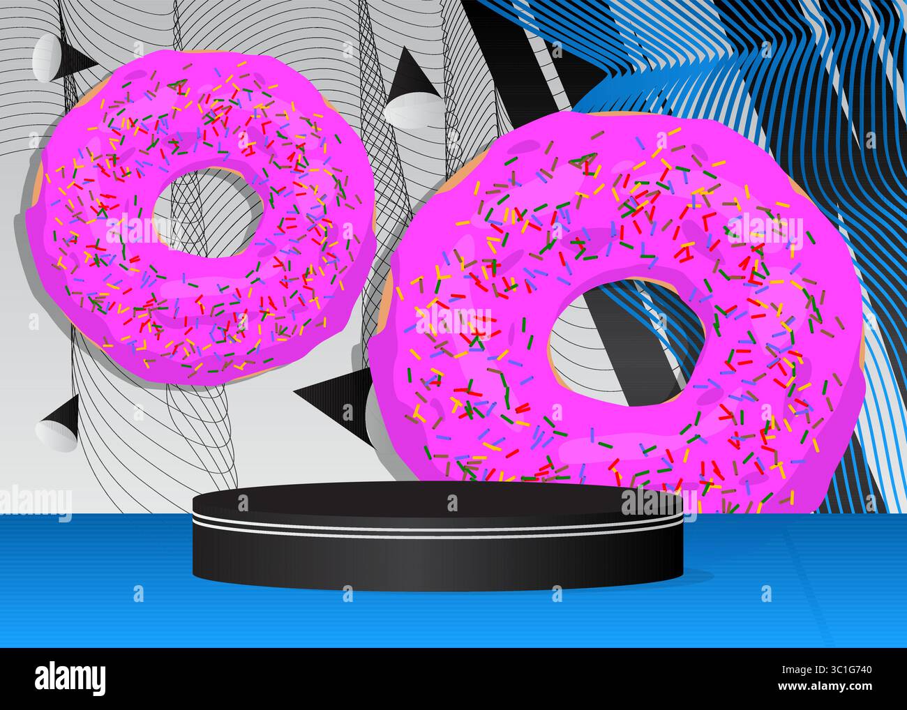 Mockup product display with Doughnut. Vector cylinder pedestal podium ...