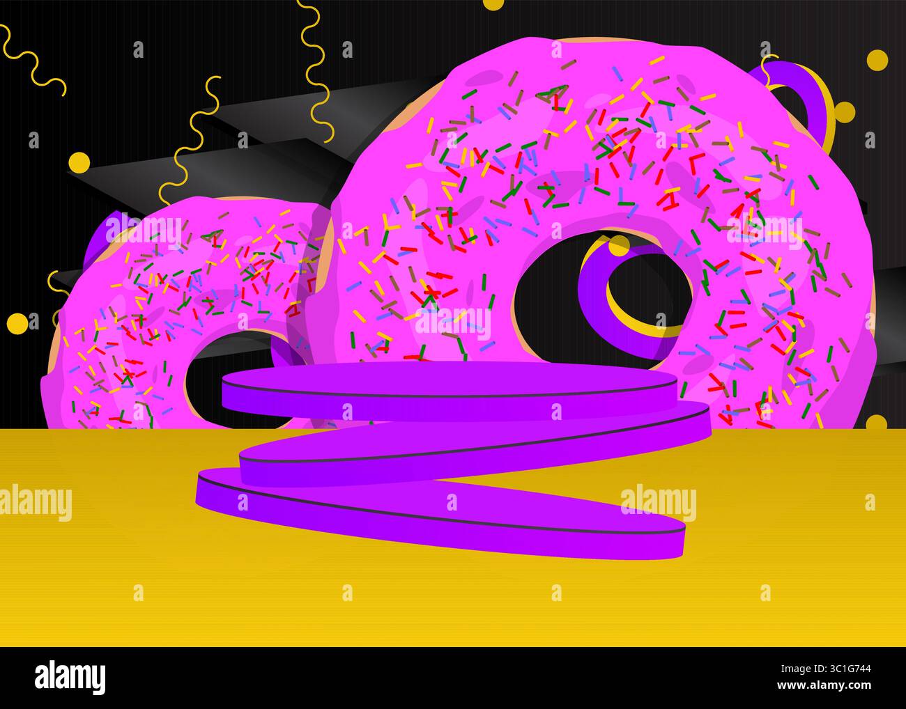 Mockup product display with Doughnut. Vector cylinder pedestal podium ...