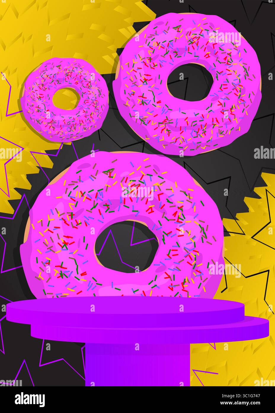 Mockup product display with Doughnut. Vector cylinder pedestal podium ...