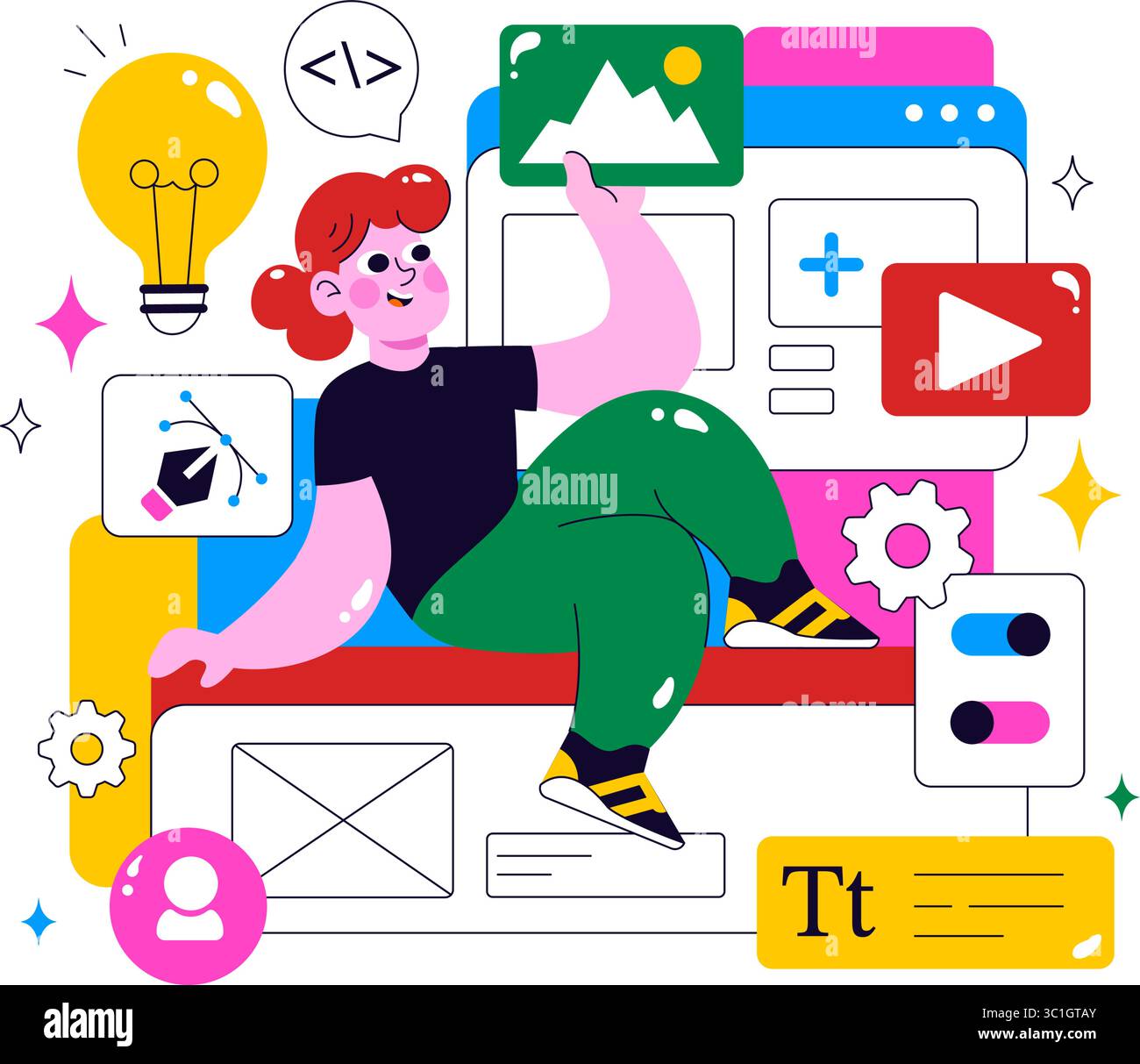 Ui Ux Design Vector Illustration Featuring Application and Software Website Development with App ...