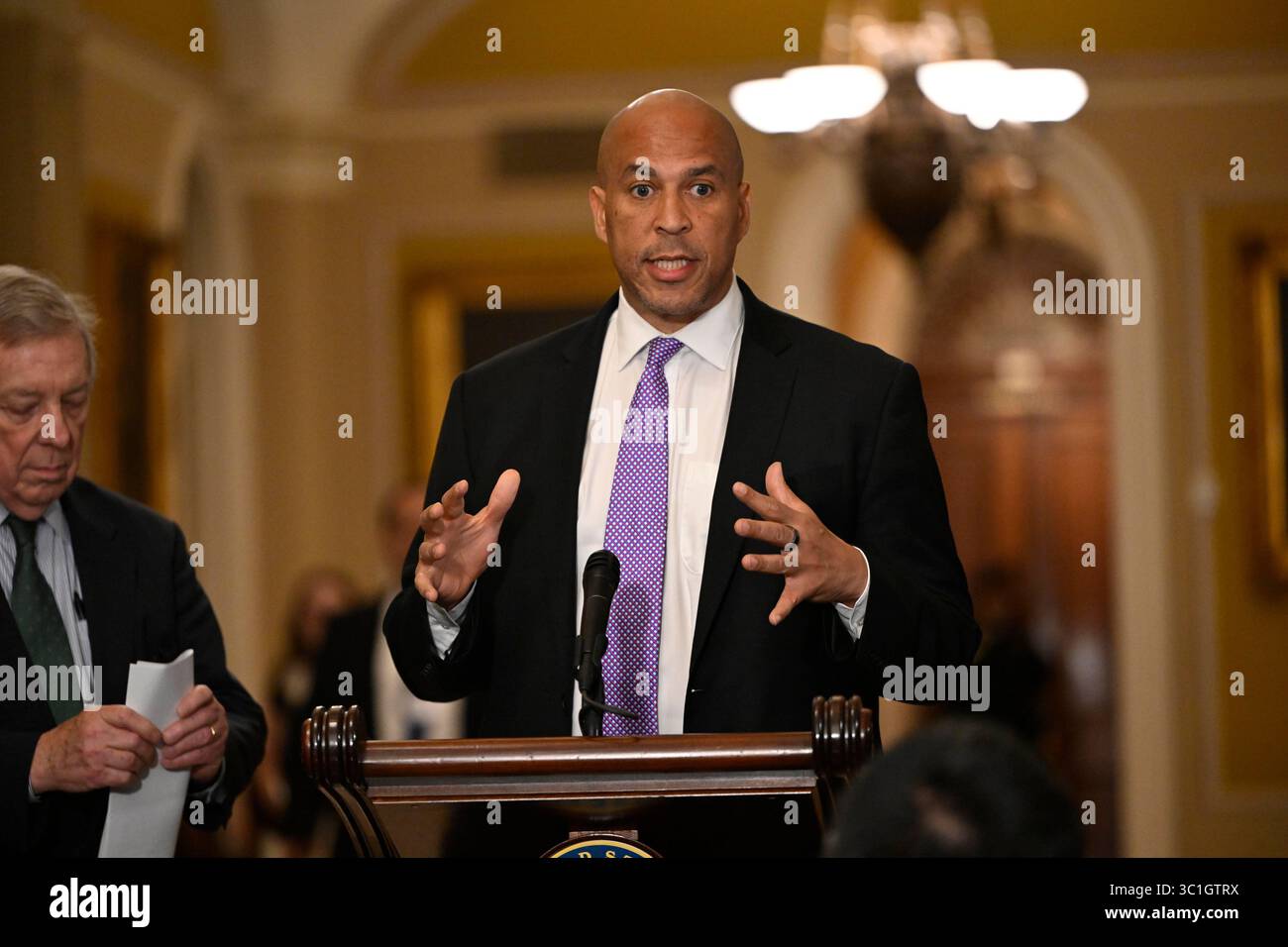 United States Senator Cory Booker (Democrat of New Jersey) speaks ...