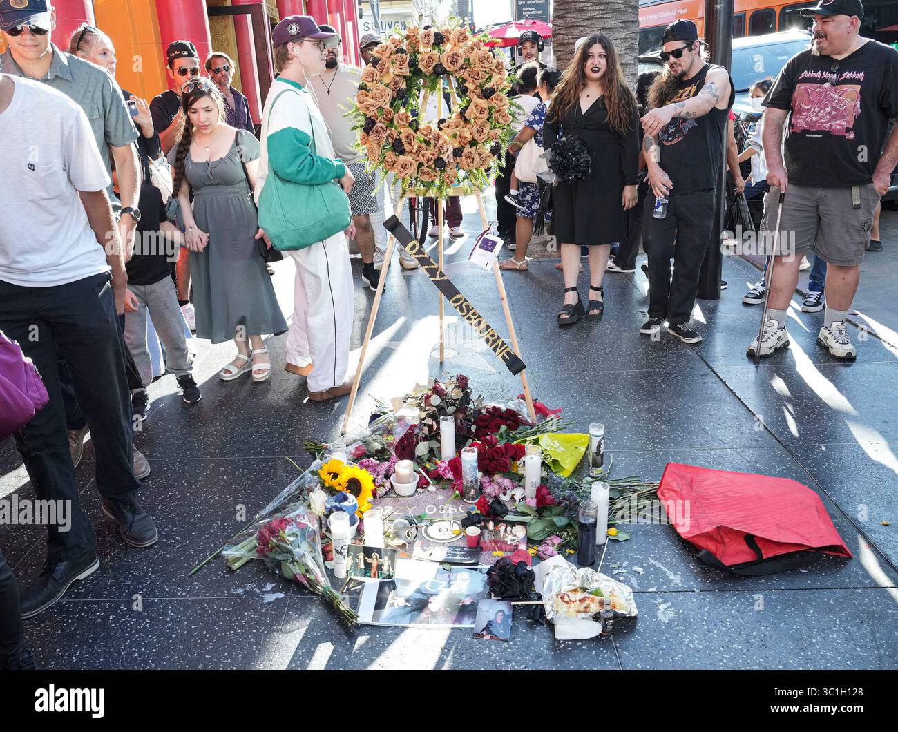 Fans paid their respects at the Memorial Flowers Placed On Ozzy ...