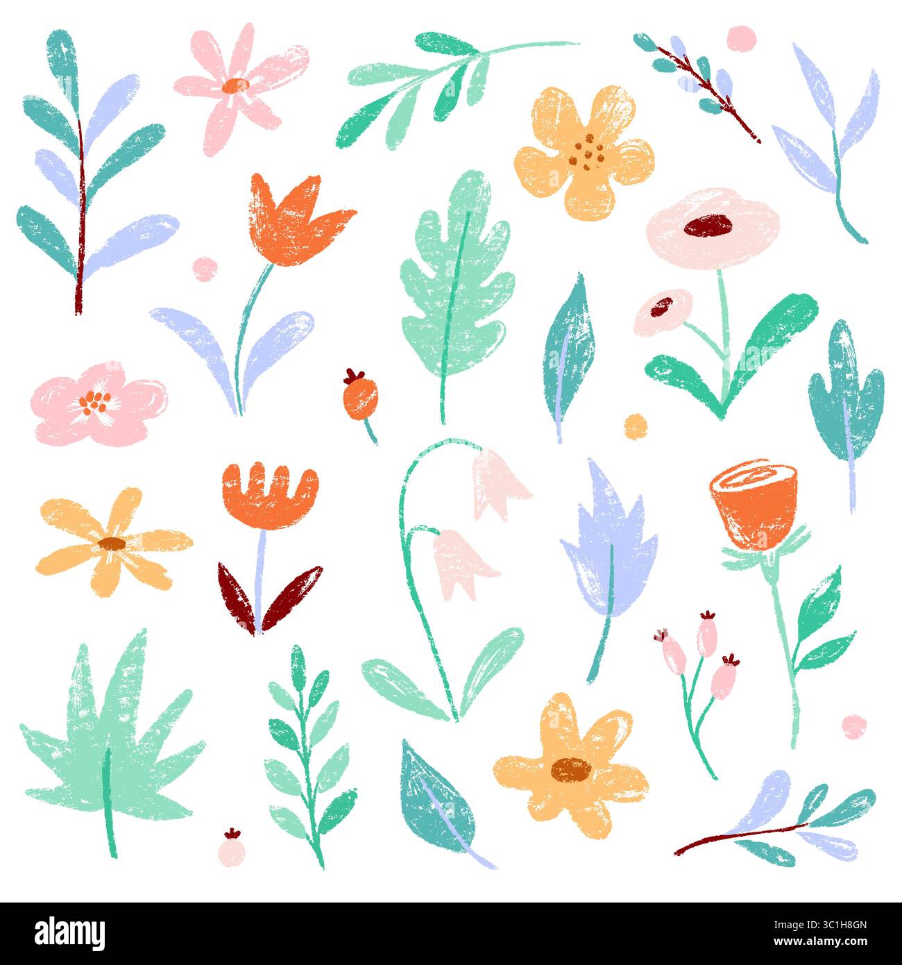 Daisy flower crayon drawn Stock Vector Images - Alamy