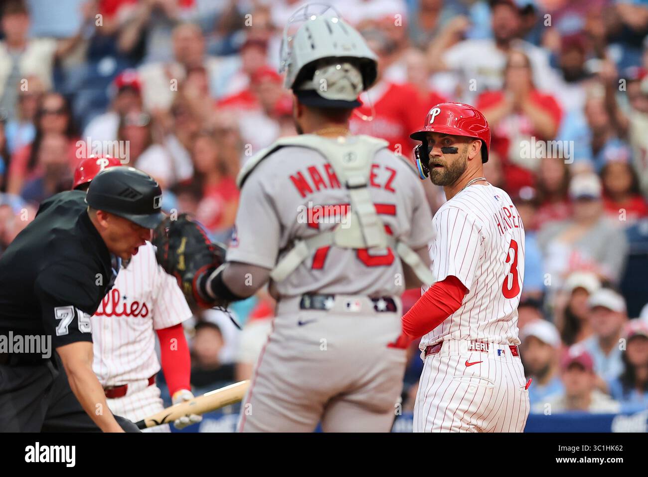 PHILADELPHIA, PA - JULY 22: Bryce Harper #3 of the Philadelphia ...