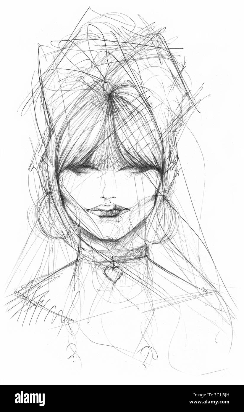 Free and overlapping lines define an intense and silent expression ...