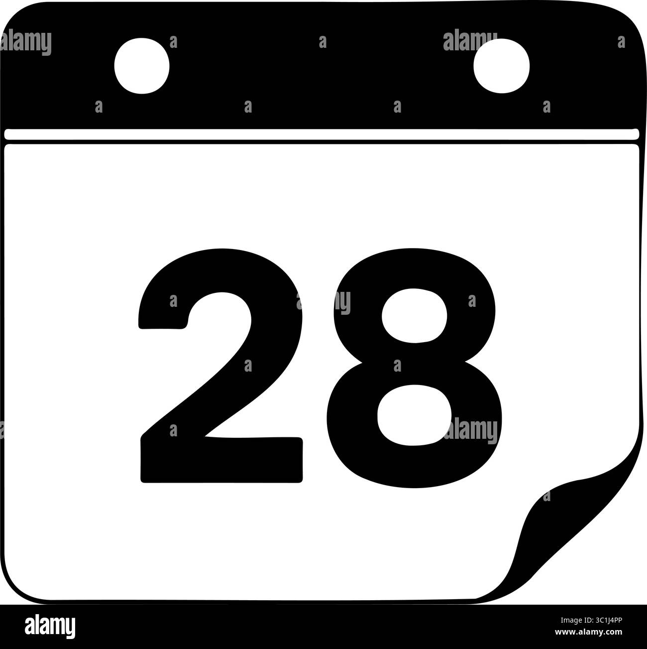 Vector Calendar Icon Simple Black & White Graphic for Date 28 Stock ...