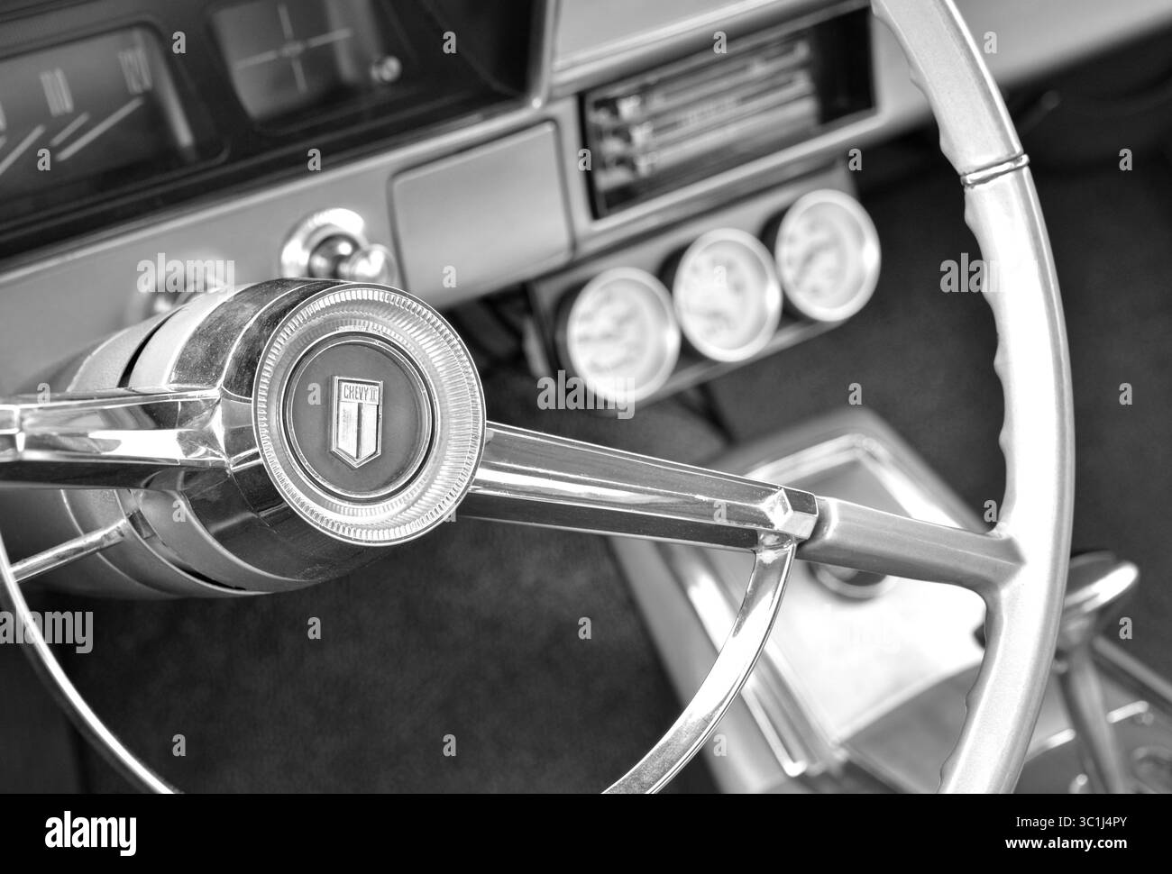 Chevrolet steering wheel Black and White Stock Photos & Images - Alamy