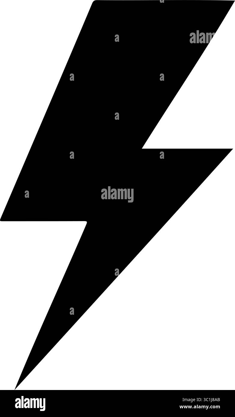 Simple Lightning Bolt Silhouette Power & Energy Vector Icon Stock ...