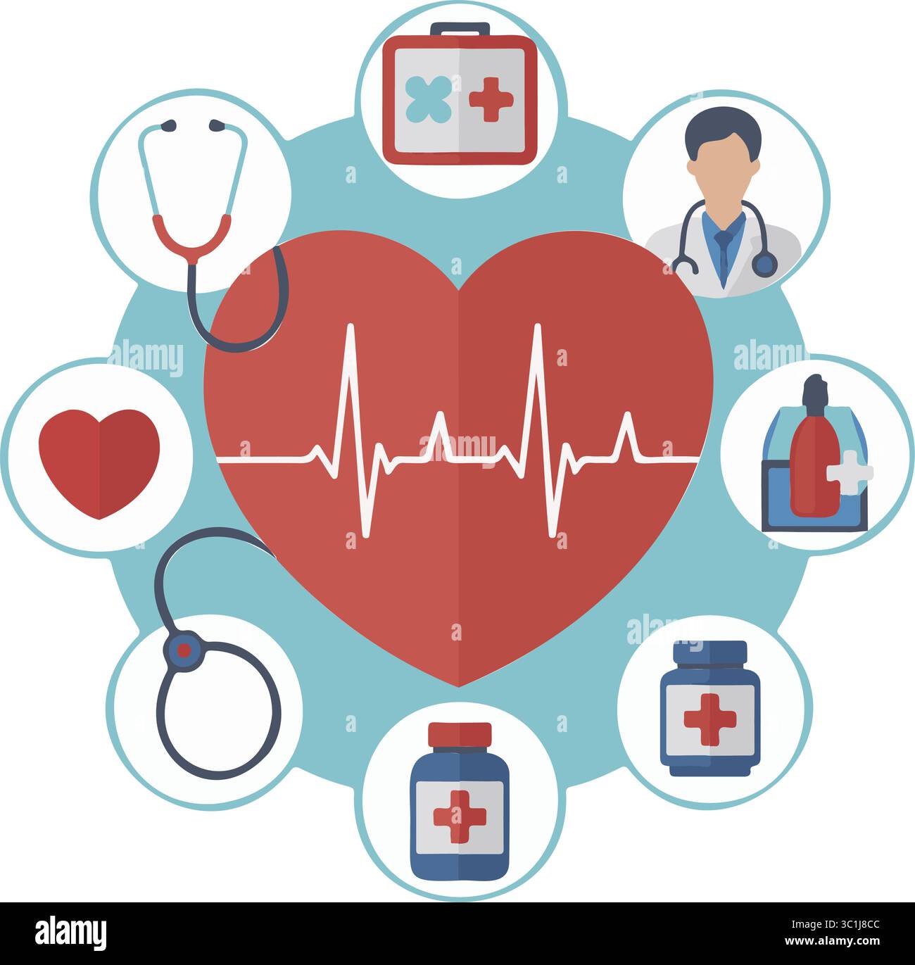 Cardiology & Healthcare Concept Medical Icons Infographic Stock Vector ...