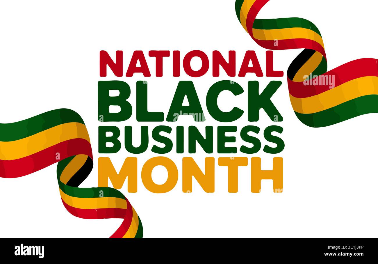 National Black Business Month Vector Banner with Pan African Ribbons ...