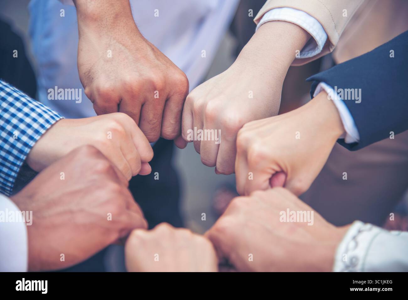 Diverse multiethnic Partners hands together teamwork group of multi ...