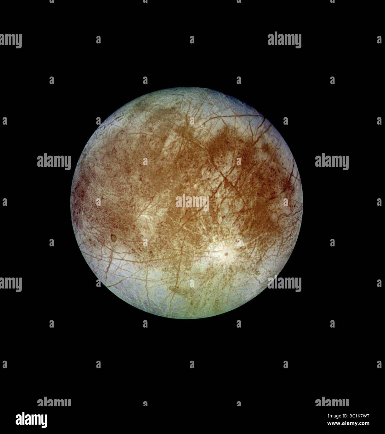 Detailed view of Europa, Jupiter's enigmatic icy moon, showcasing its ...