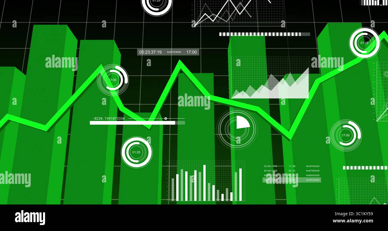 Green bar line chart overlay hi-res stock photography and images - Alamy