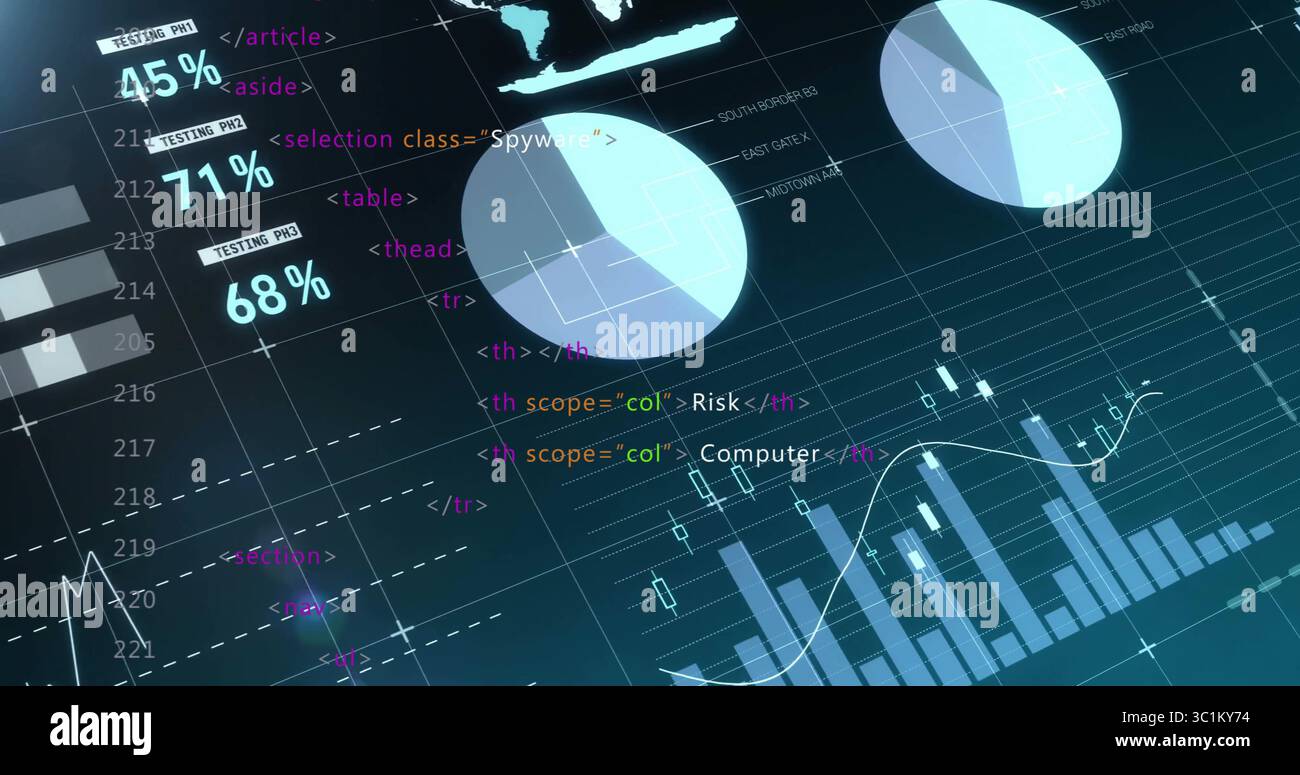 Displaying large translucent blue pie chart in digital dashboard, with ...
