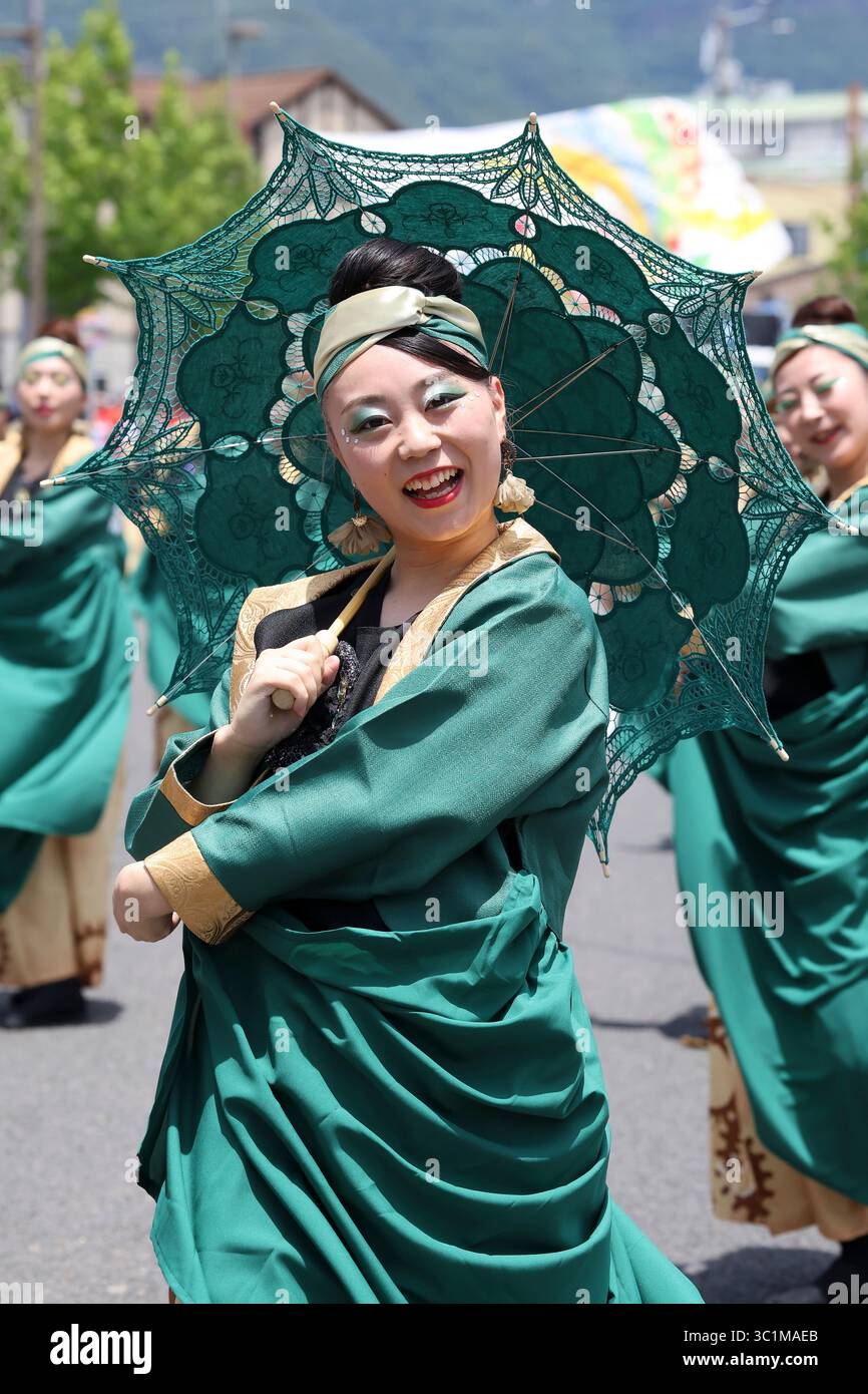 KAGAWA, JAPAN - JULY 20 2025: Japanese performers dancing in the famous ...
