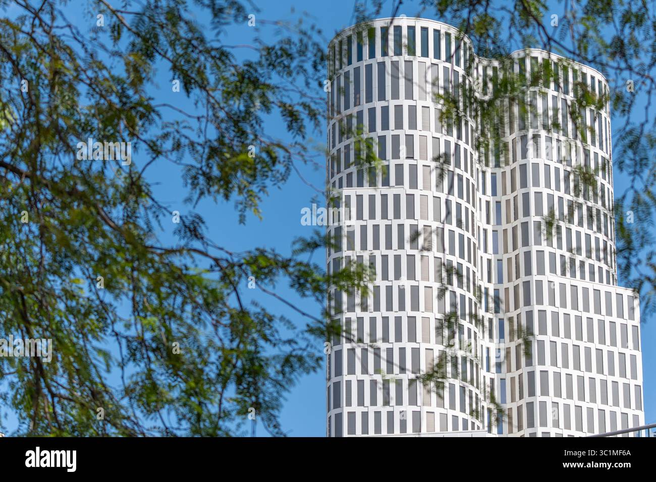 Two white round towers hi-res stock photography and images - Alamy