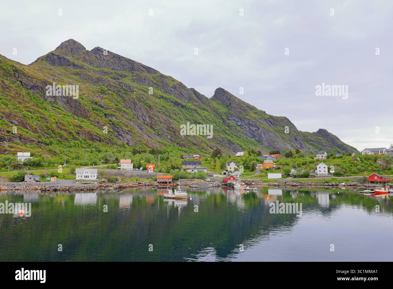 Scenic view at Moskenes Ferryport in the lofoten islands, Norway Stock ...
