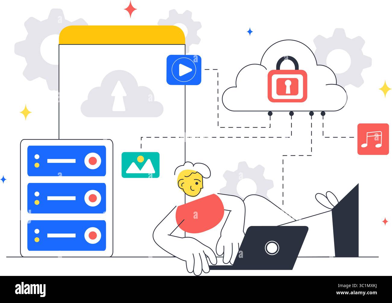 Cloud Computing Illustration Featuring Digital Technology Speed Connection with Database ...
