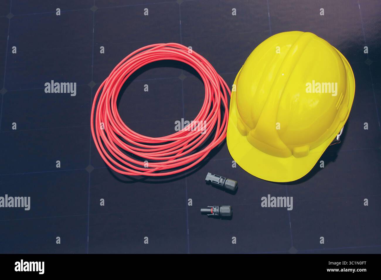 Solar Installation Tools and Safety Equipment on Solar Panel Surface ...