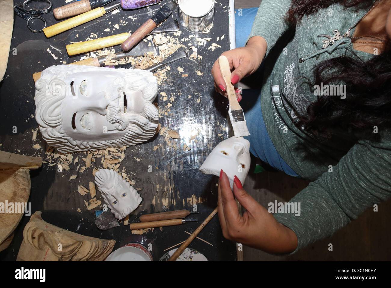 Production Of Wooden Masks For Traditional Festivals Artisan Elsa ...